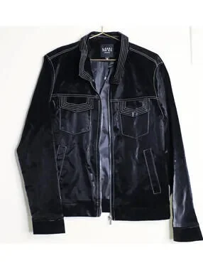 Boohoo | Jackets & Coats | Boohoo Black Shiny Western Jacket Medium ...